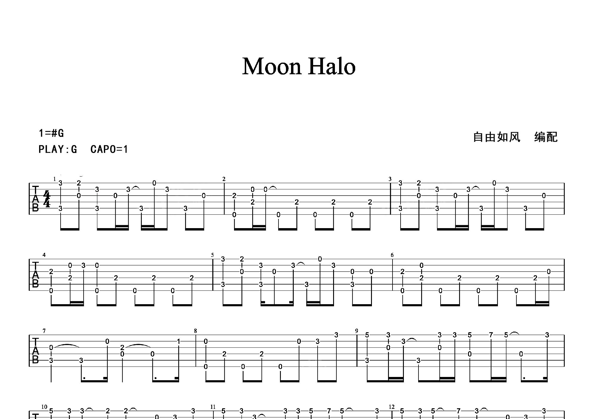 Moon Halo （指弹谱）吉他谱(图片谱,指弹)_茶理理(Chalili)